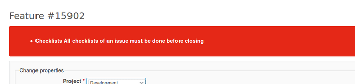 Block issue closing | RedmineUP Help | Checklists plugin documentation